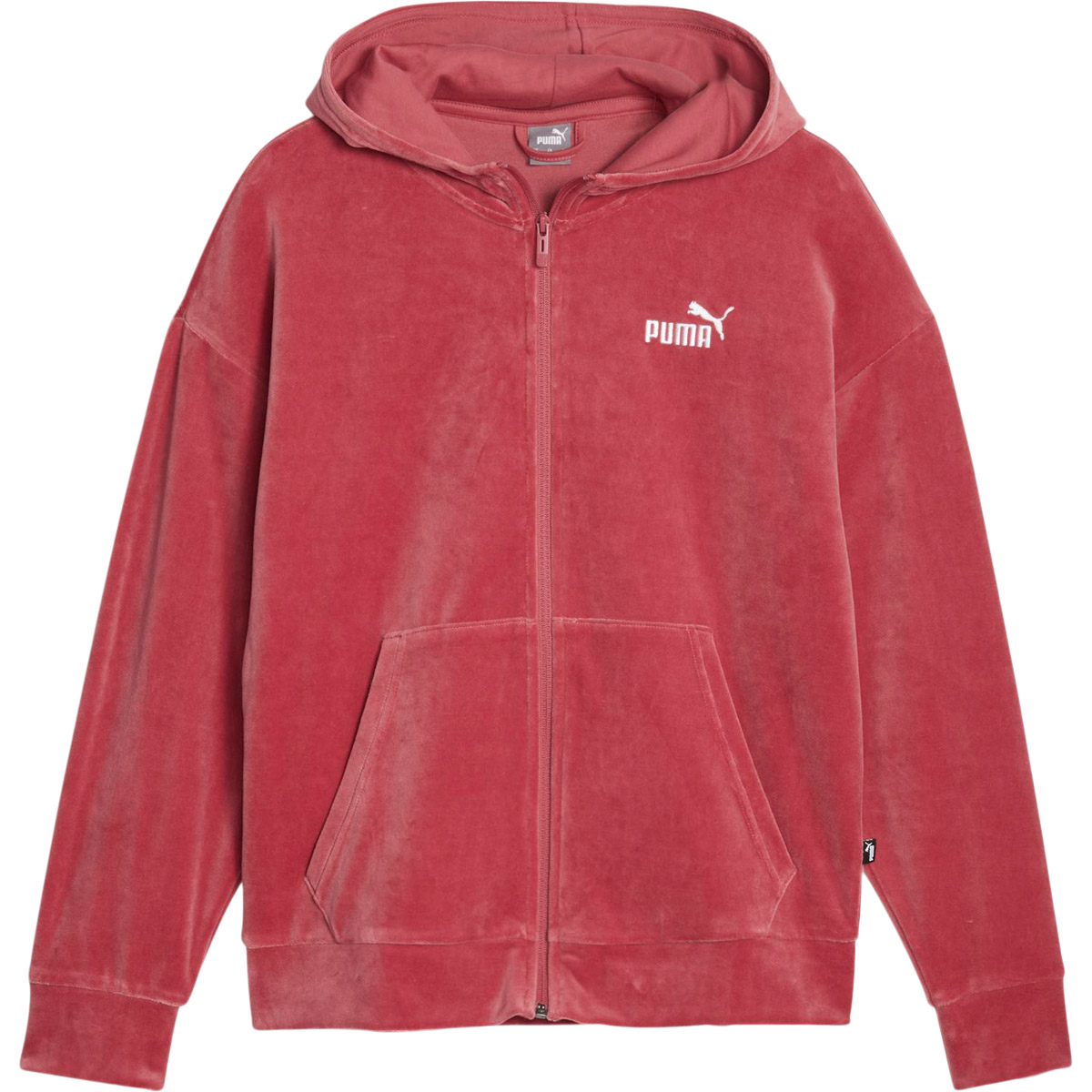 Køb Puma Essential Elevated Velour Full Zip Hættetrøje Dame Rød