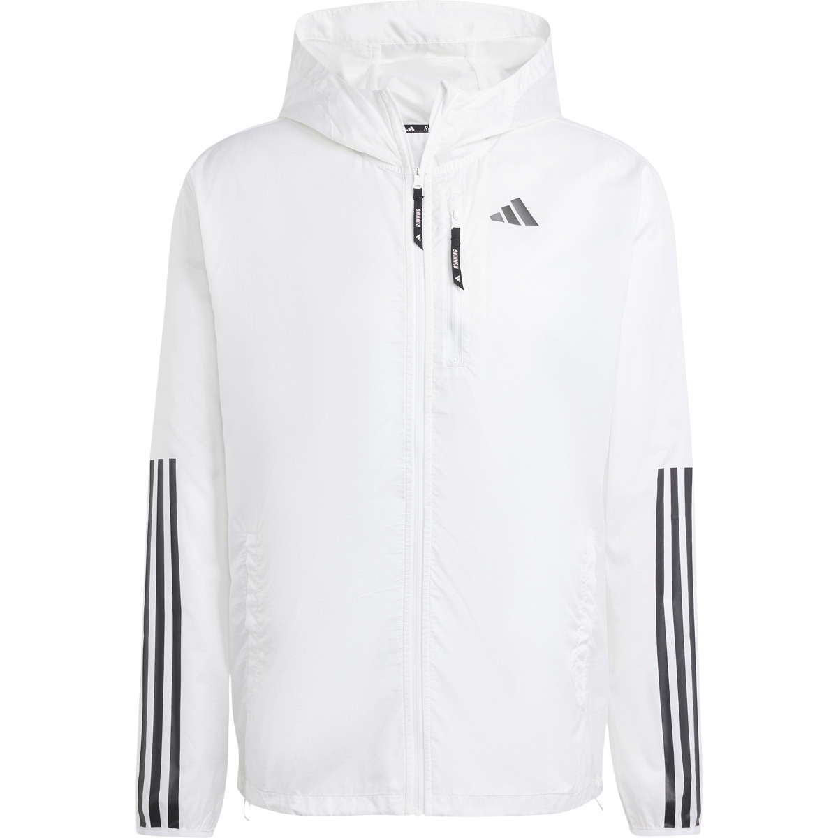 Køb adidas Own The Run 3-Stripes Løbejakke Herre WHITE/PNKFUS/BLILIL/M